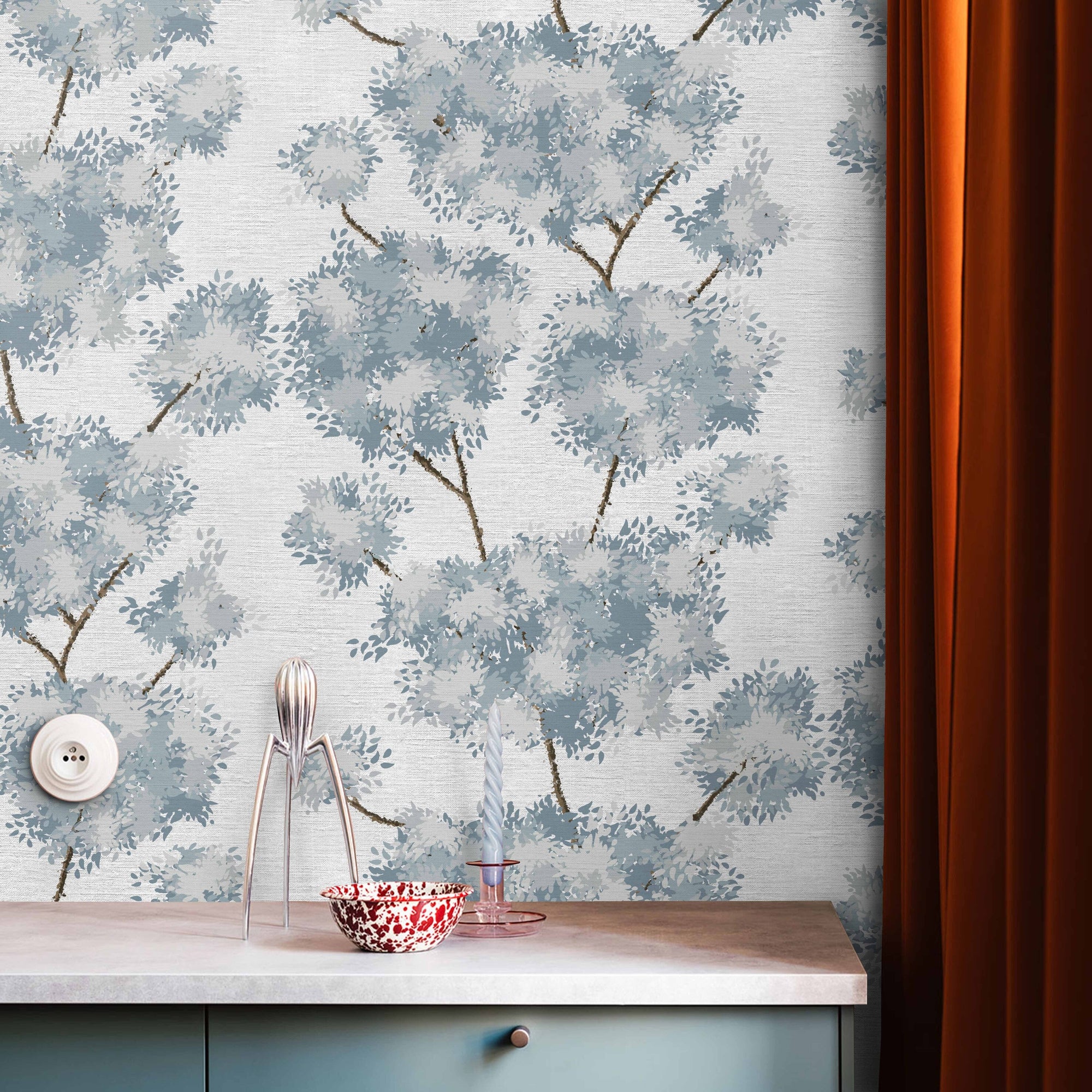 Blue Botanical Tree Wallpaper – Wallpapers4Beginners