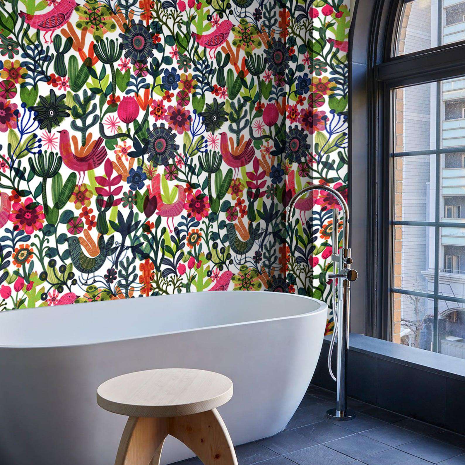 Colorful Botanical Print Bird Wallpaper – Wallpapers4Beginners