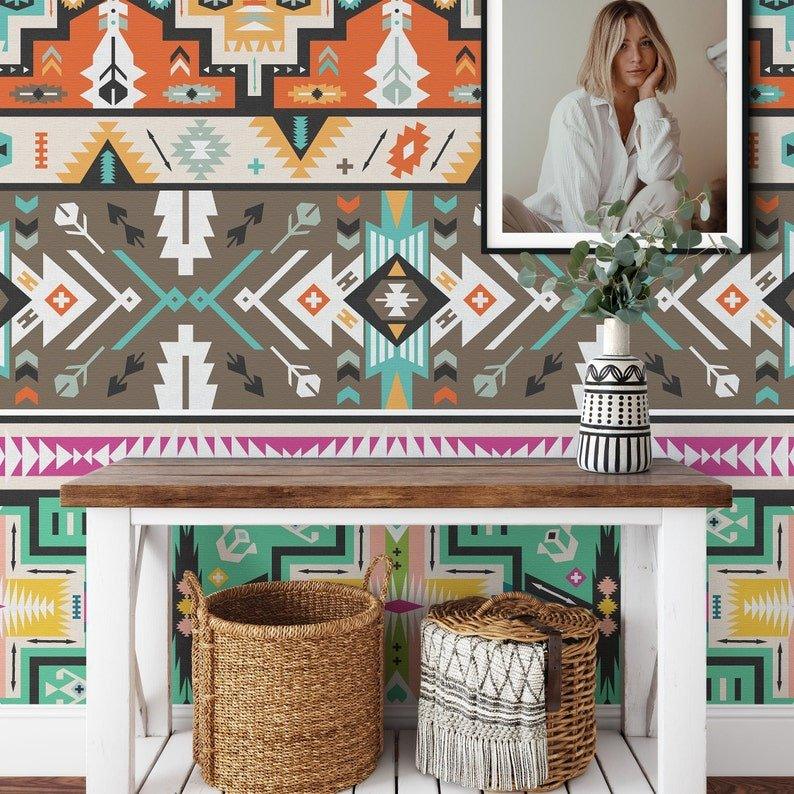 Extra Large Big Boho Aztec Tribal Ikat Wallpaper – Wallpapers4Beginners